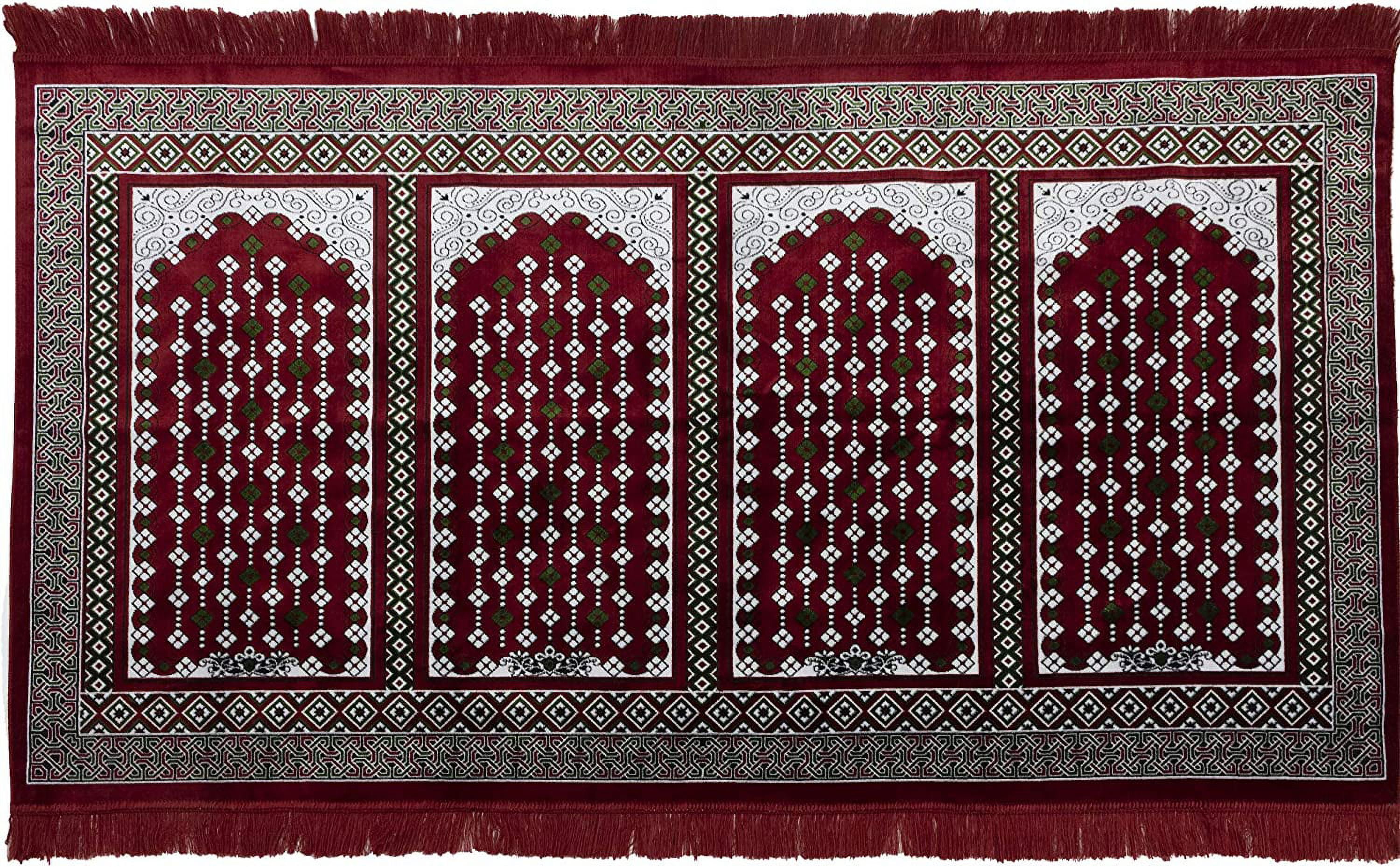 Modefa Prayer Rug | Wide Multi Person Turkish Velvet Namaz Sajadah Janamaz | Family Group Carpet ...