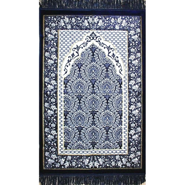 Modefa Turkish Islamic Ipek Floral Plush Velvet Prayer Rug Janamaz ...