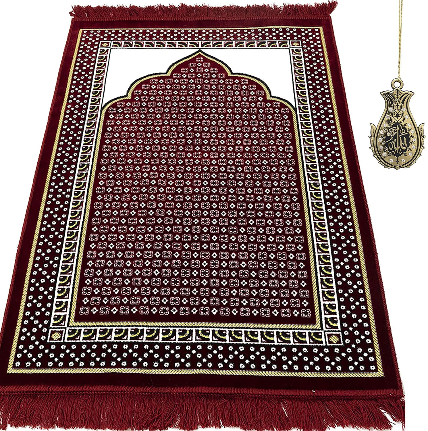 Modefa Turkish Islamic Thin Velvet Prayer Rug Carpet Janamaz Sajjadah ...