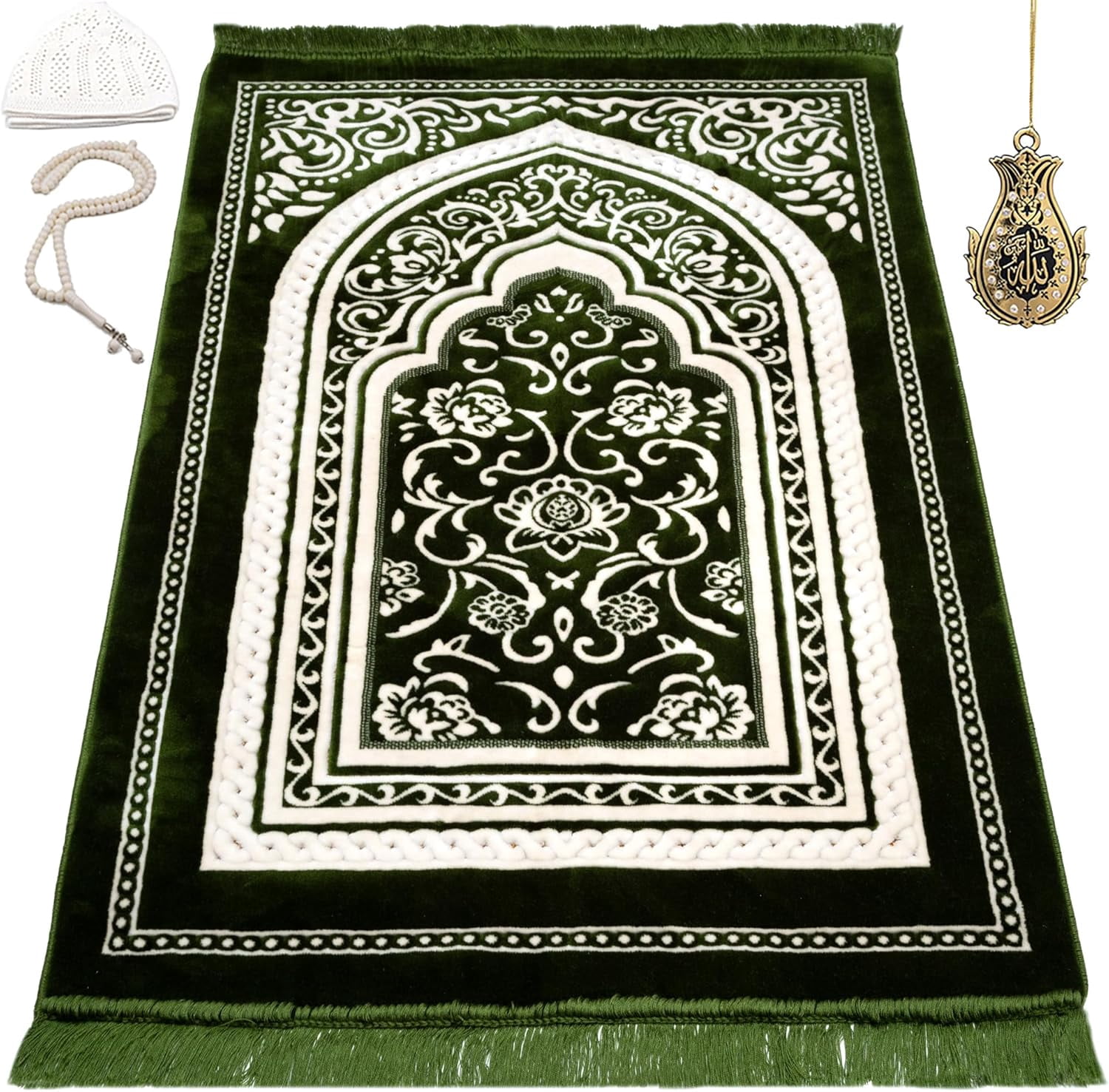 Modefa Turkish Islamic Velvet Prayer Rug - Thick & Wide Soft Praying ...
