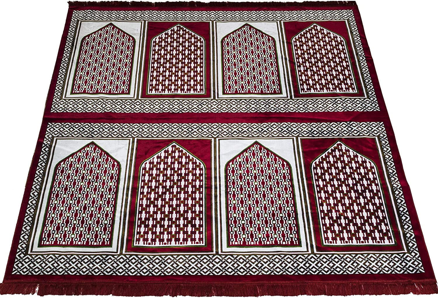 Modefa Turkish Prayer Rug | Wide 8 Multi Person Velvet Namaz Sajadah Janamaz | Family Group ...