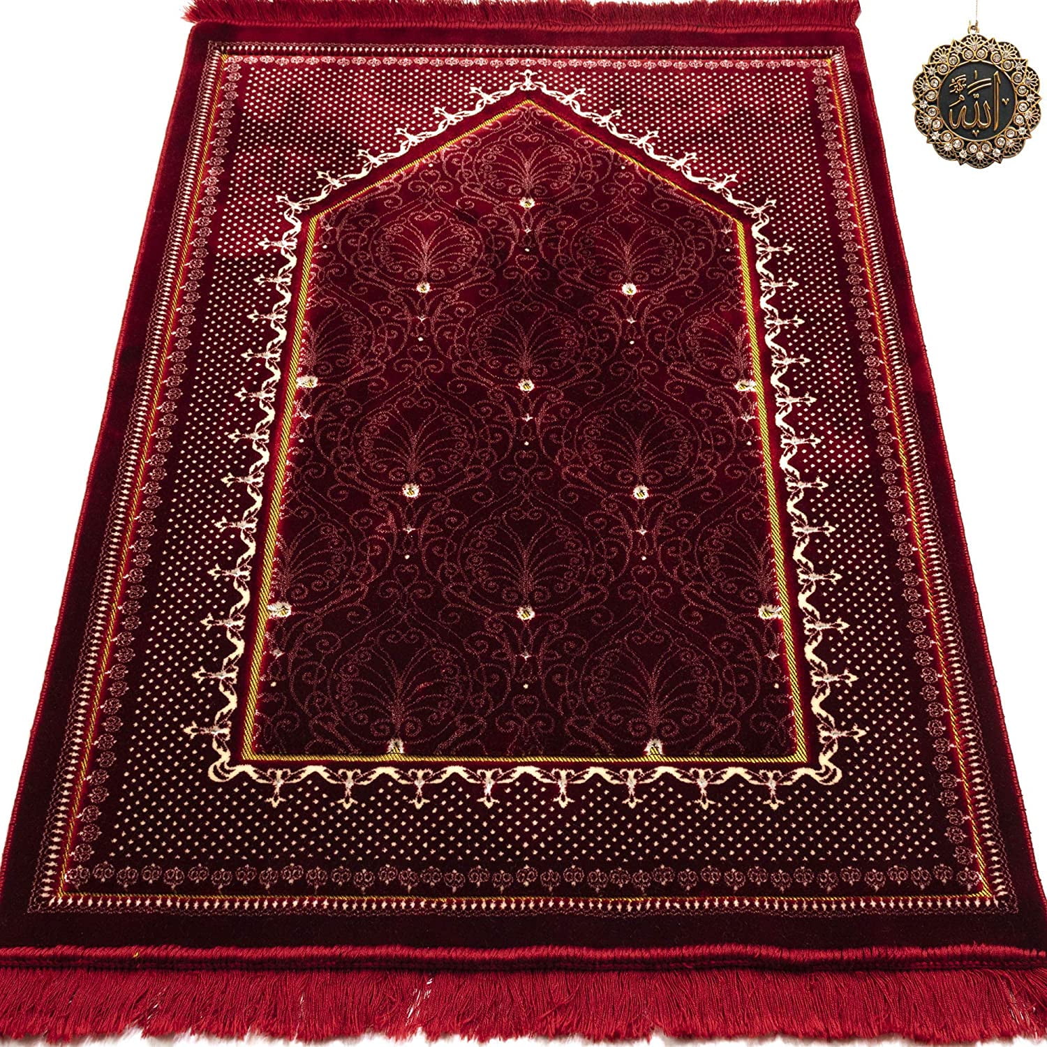 Modefa Velvet Prayer Rug | with Car Hanger | Janamaz Sajjadah Musalla ...