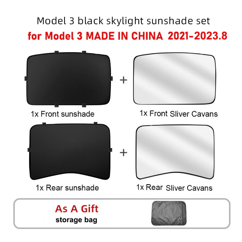 Model 3 CN Black-Sunroof Skylight Sunshade for Tesla Model 3 Highland ...