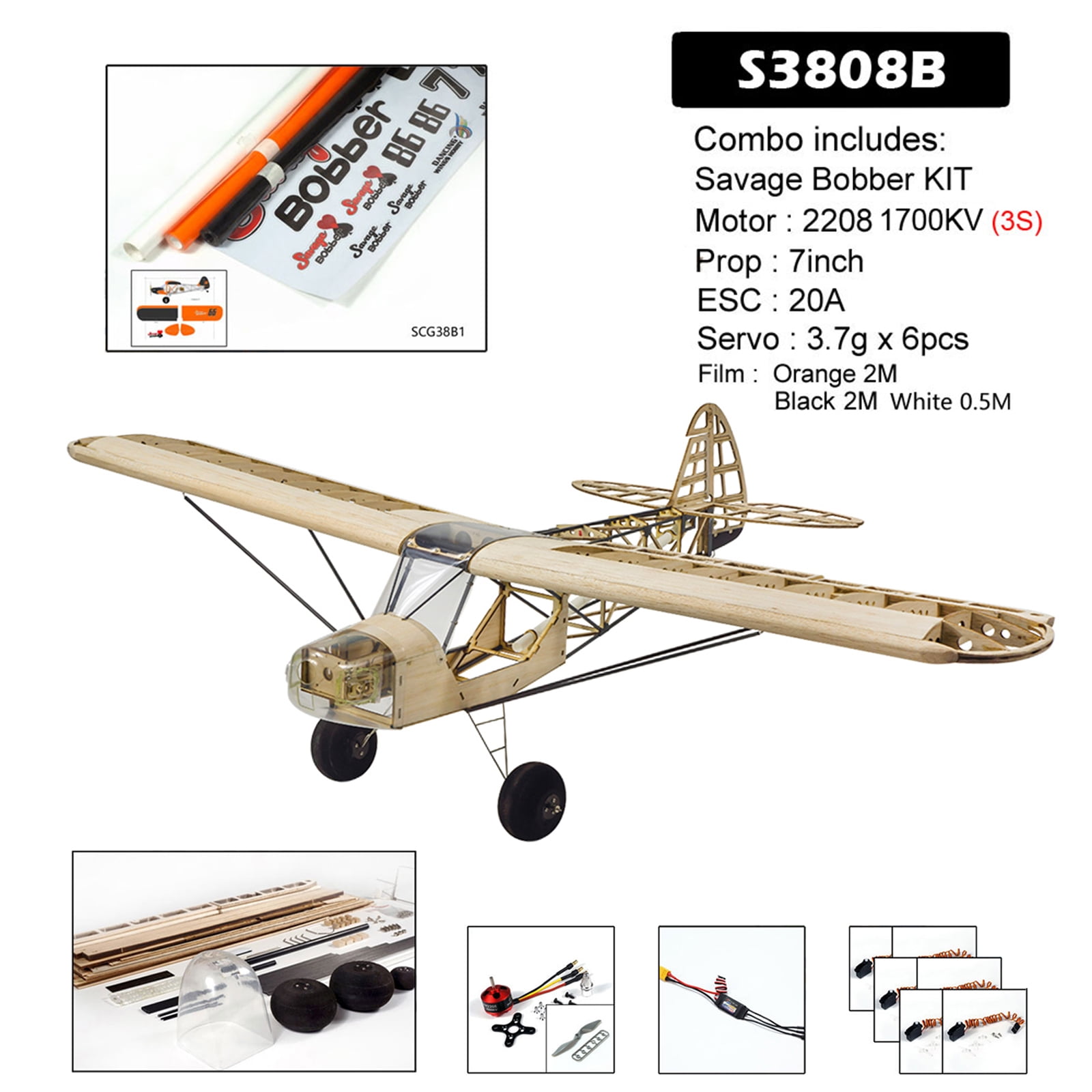 Model Airplane,1000mm Pan Balsa S38 1000mm Film Combo - Kit - Kit Motor ...