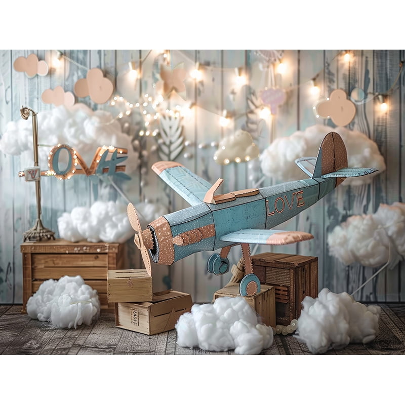 Model Airplane Nautical Retro Globe Blue Marine Photography Backdrops ...