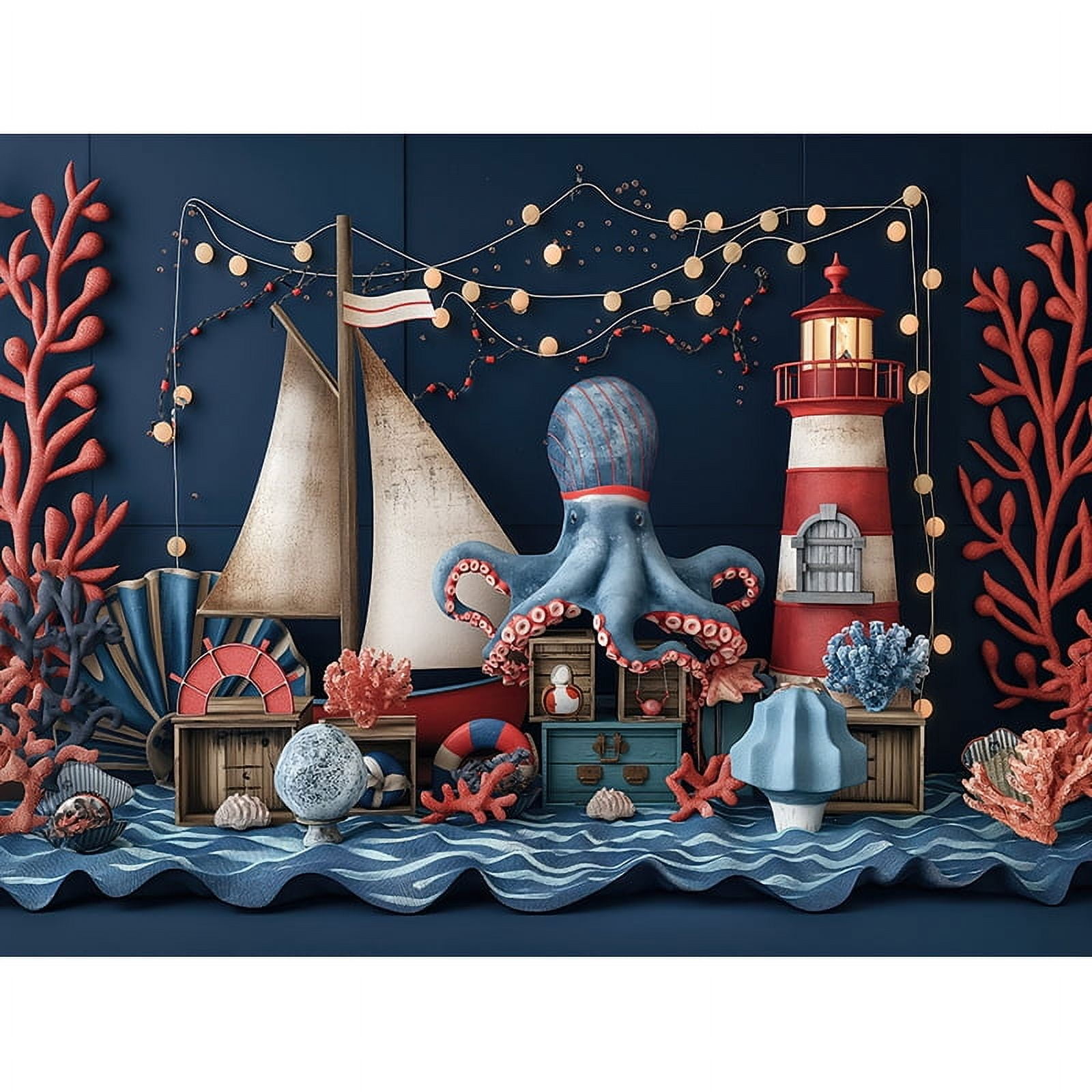 Model Airplane Nautical Retro Globe Blue Marine Photography Backdrops ...