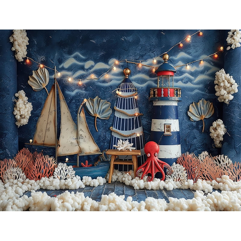 Model Airplane Nautical Retro Globe Blue Marine Photography Backdrops ...