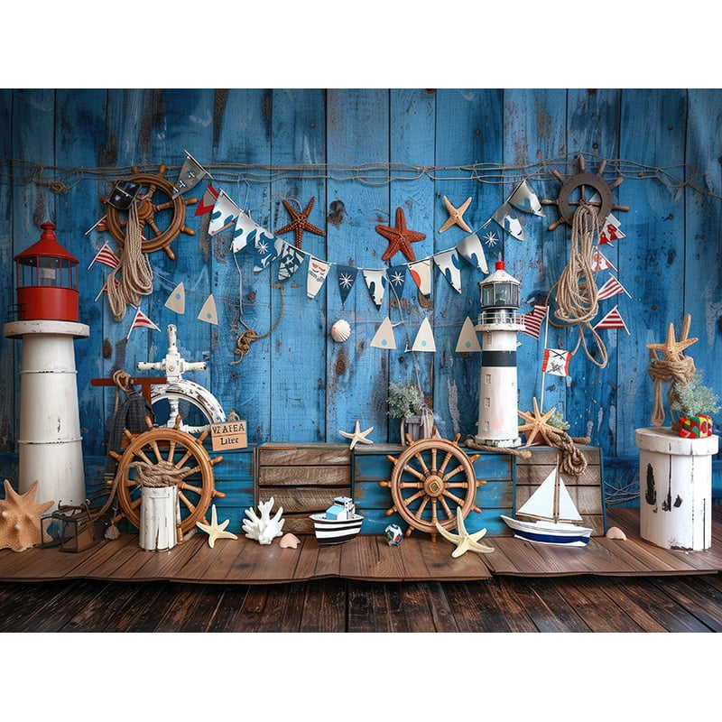 Model Airplane Nautical Retro Globe Blue Marine Photography Backdrops ...