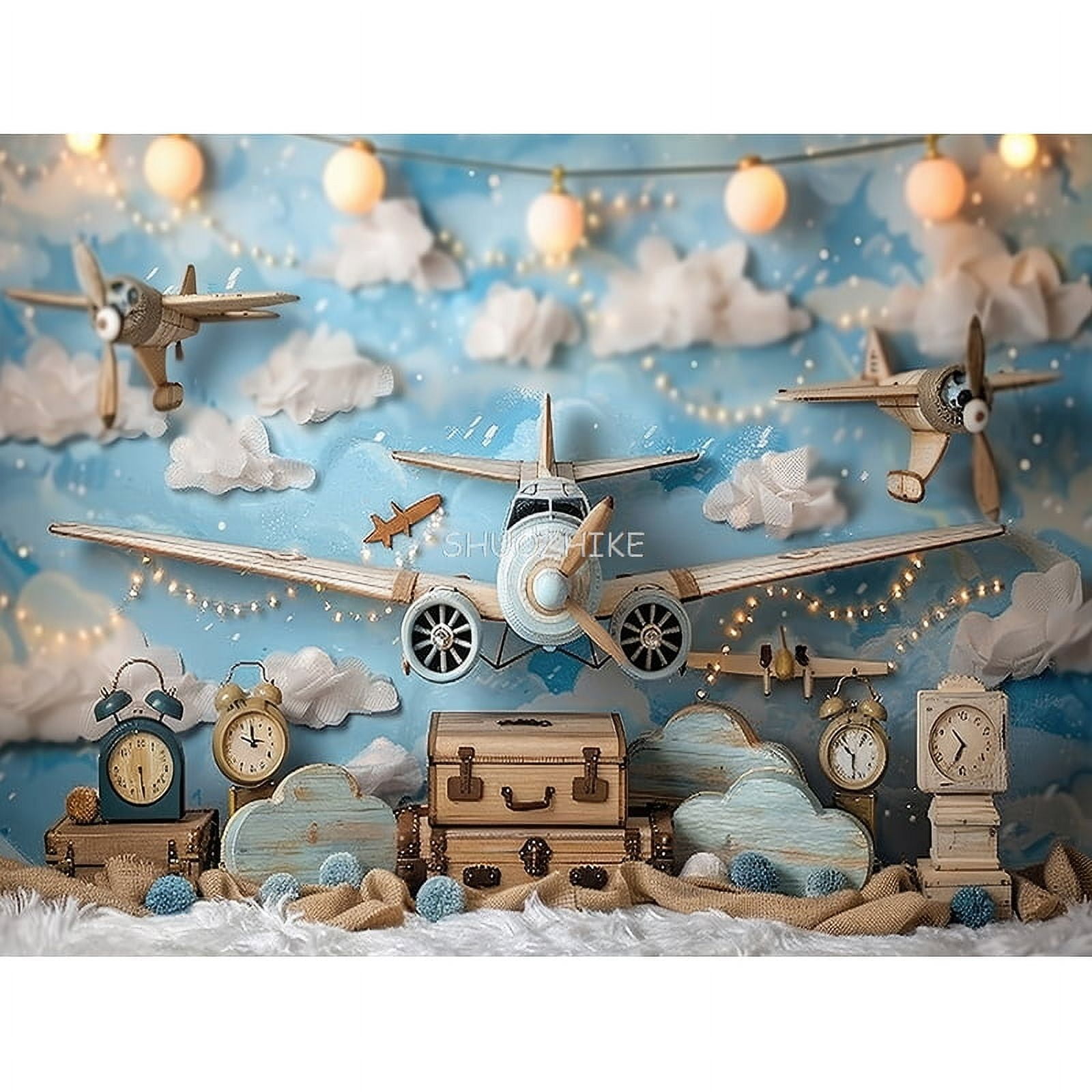Model Airplane l Retro Globe Blue Marine Photography Backdrops Props ...