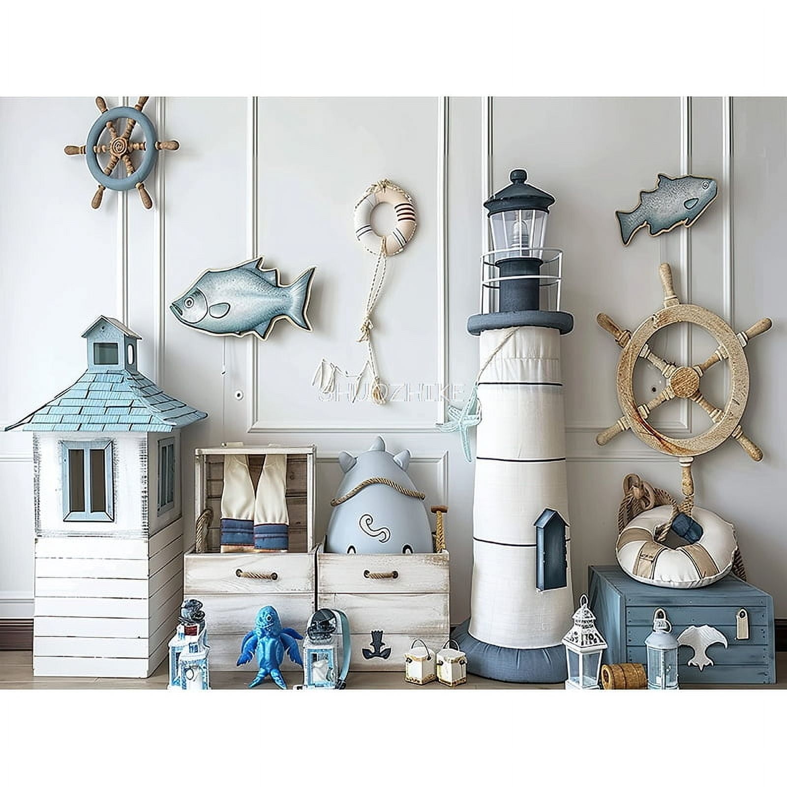 Model Airplane l Retro Globe Blue Marine Photography Backdrops Props ...