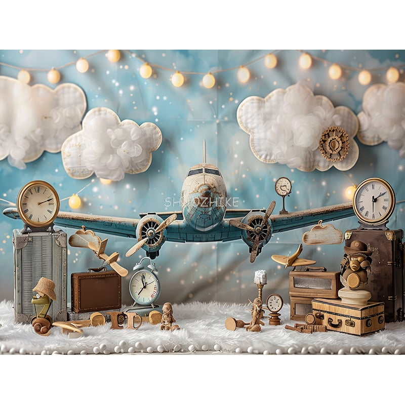 Model Airplane l Retro Globe Blue Marine Photography Backdrops Props ...