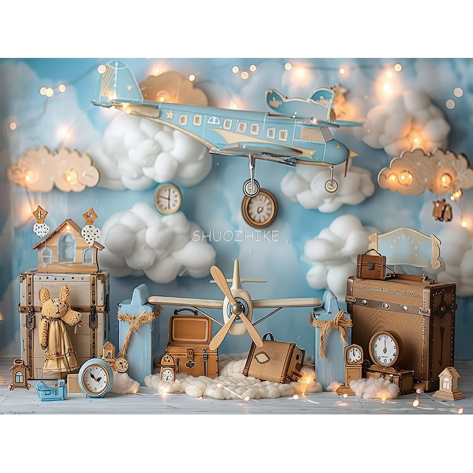 Model Airplane l Retro Globe Blue Marine Photography Backdrops Props ...