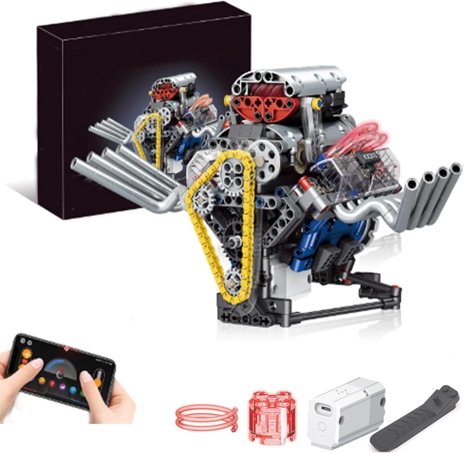 Model Engine Kit for Adults, 8-Cylinder Car Engine Model Metal, V8 Engine Model Kit – 8-Cylinder ...