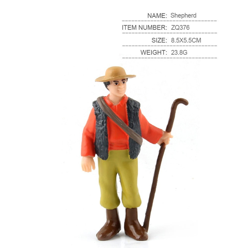 Model Farmer Shepherd Farm PVC Painted Figure: Detailed animal action ...