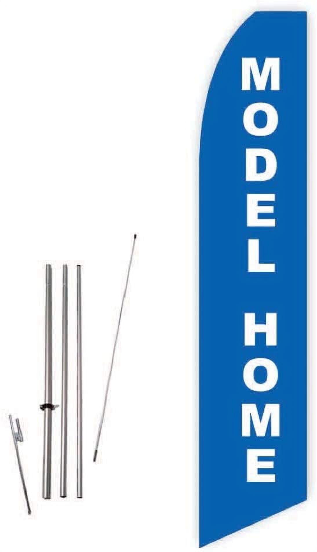 Model Home Blue Super Novo Feather Flag - Complete with 15ft Pole Set ...