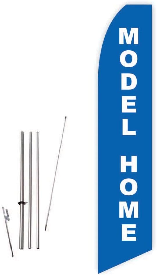 Model Home (Blue) Super Novo Feather Flag - Complete with 15ft Pole Set ...