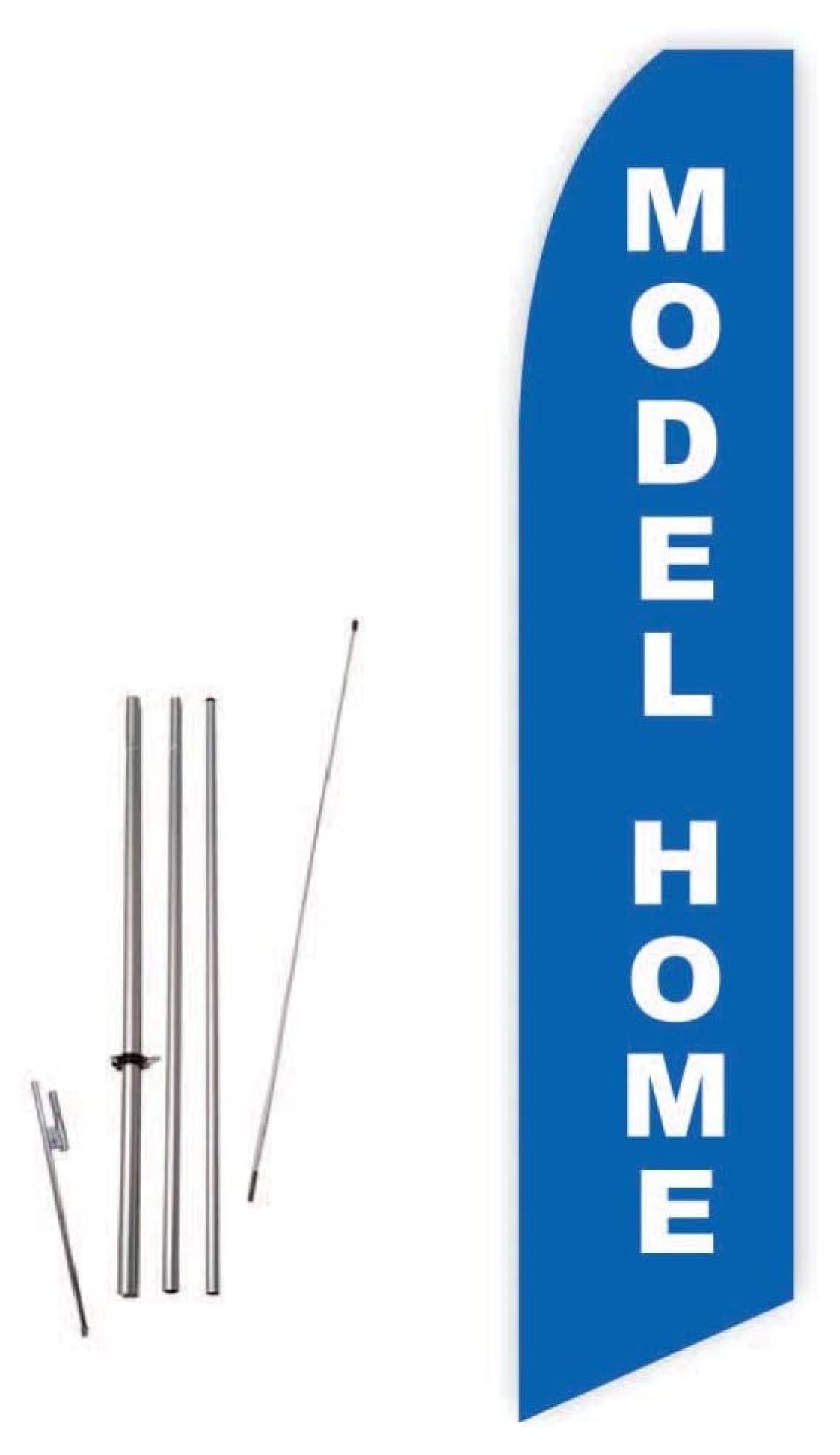 Model Home (Blue) Super Novo Flag - Complete with 15ft Pole Set and ...