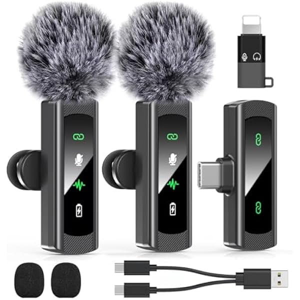 Model J4 USB C Mini Wireless Lavalier Microphone for iPhone 15 16, iOS ...