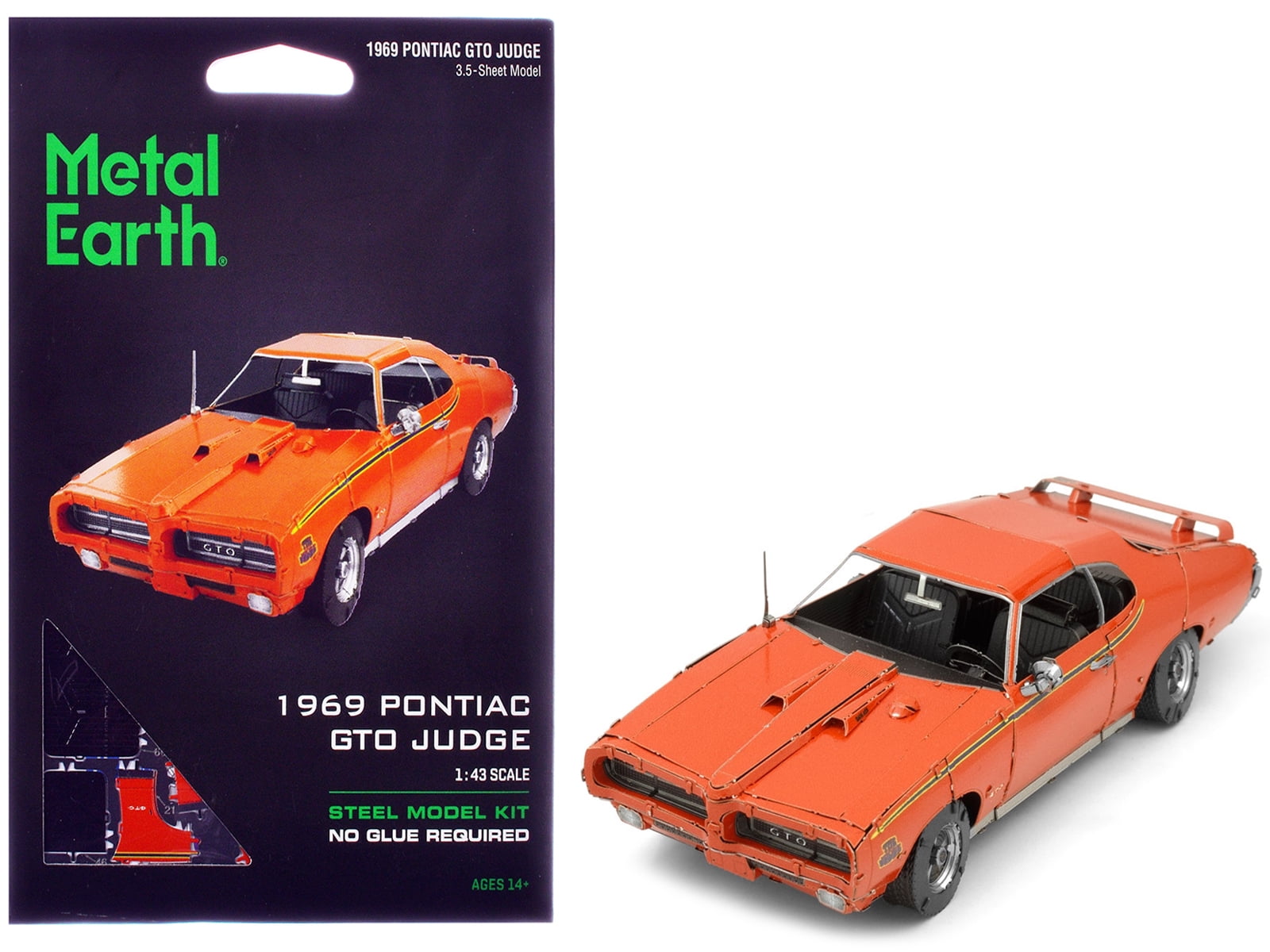 Model Kit 1969 Pontiac GTO Judge Orange with Black Stripes (Moderate ...