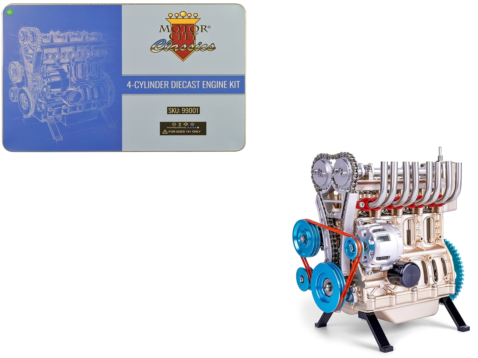 Model Kit 4-Cylinder Diecast Engine Model Kit by Motor City Classics ...