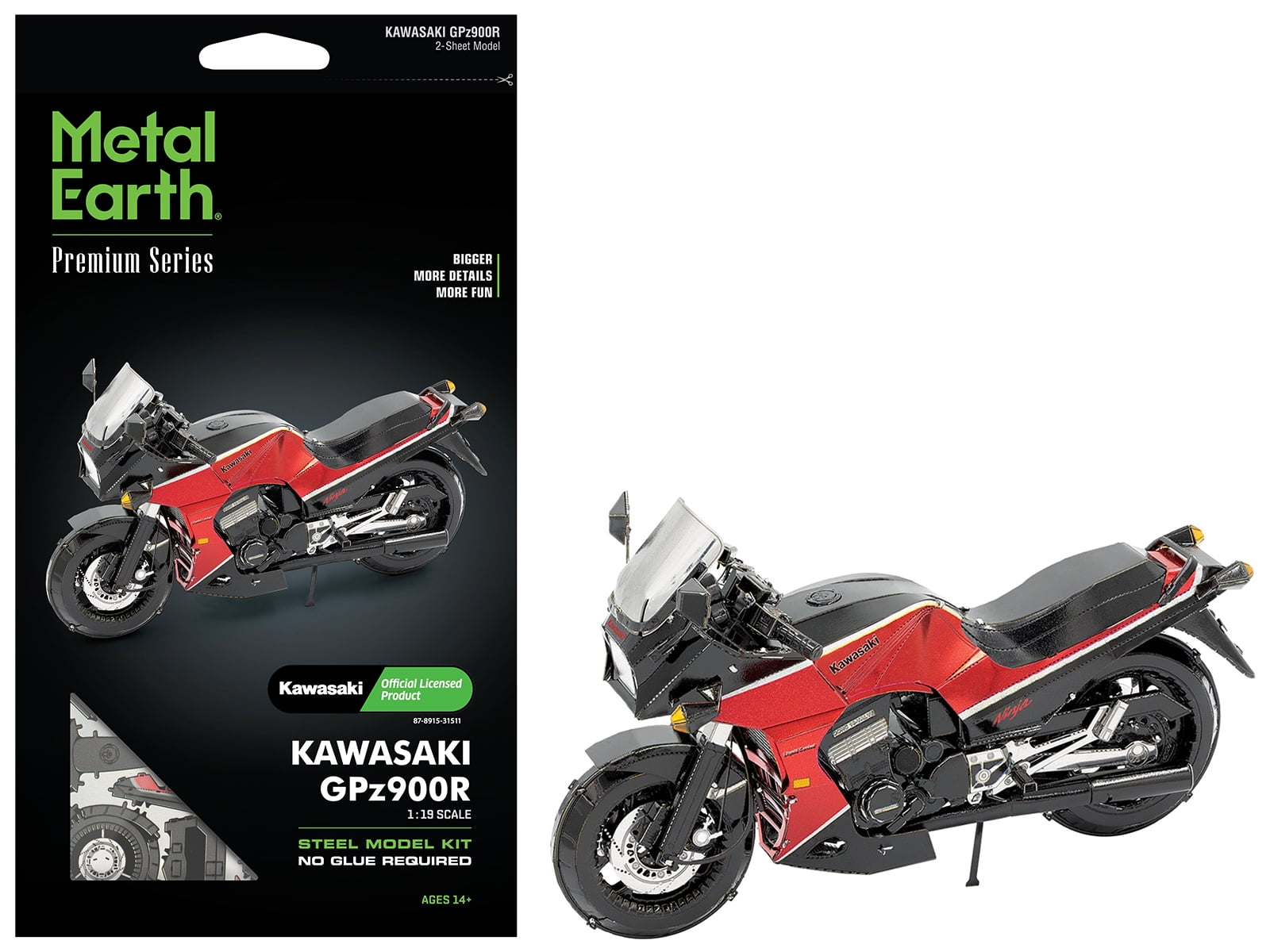 Model Kit Kawasaki GPz900R Motorcycle Red and Black (Challenging ...