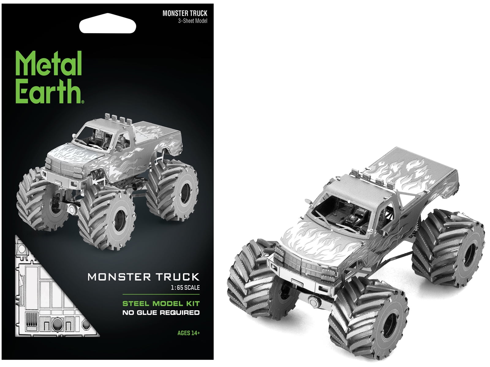 Model Kit Monster Truck with Flame Graphics (Moderate Difficulty) Steel ...