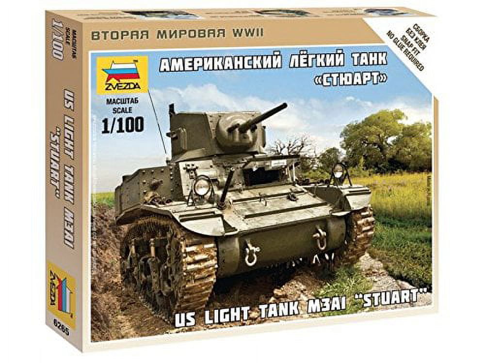 Model Kit - US Light Tank M3A1 Stuart - 1:100 Scale - Walmart.com