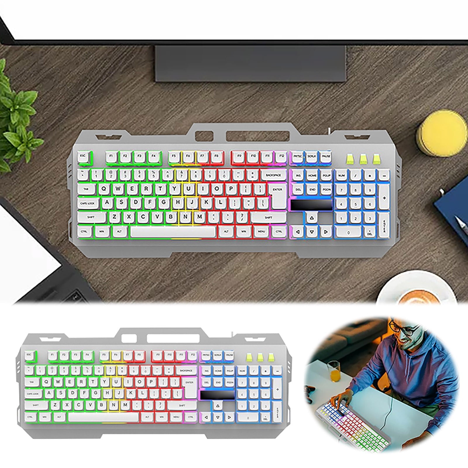 Model M Keyboard Wireless Keyboard Silent Keys Eyooso Colorful Dazzling ...