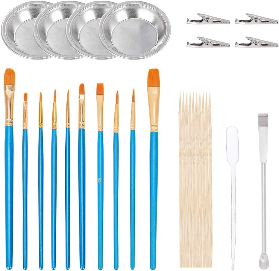 Model Paint Set 10pcs Painting Brushes 10pcs Palettes 10pcs Droppers 20 ...