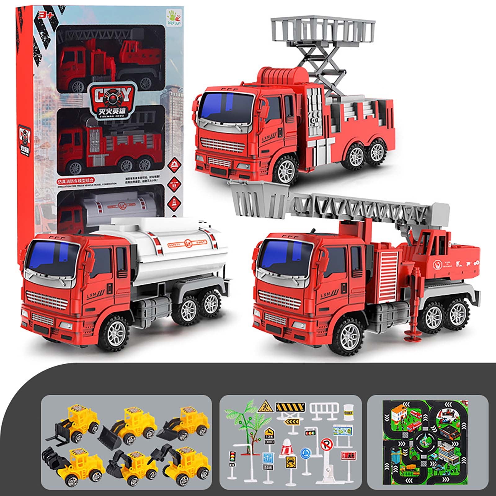 Model Toy Cars for Children Fire Truck Toy Set Which Can Open The Door ...