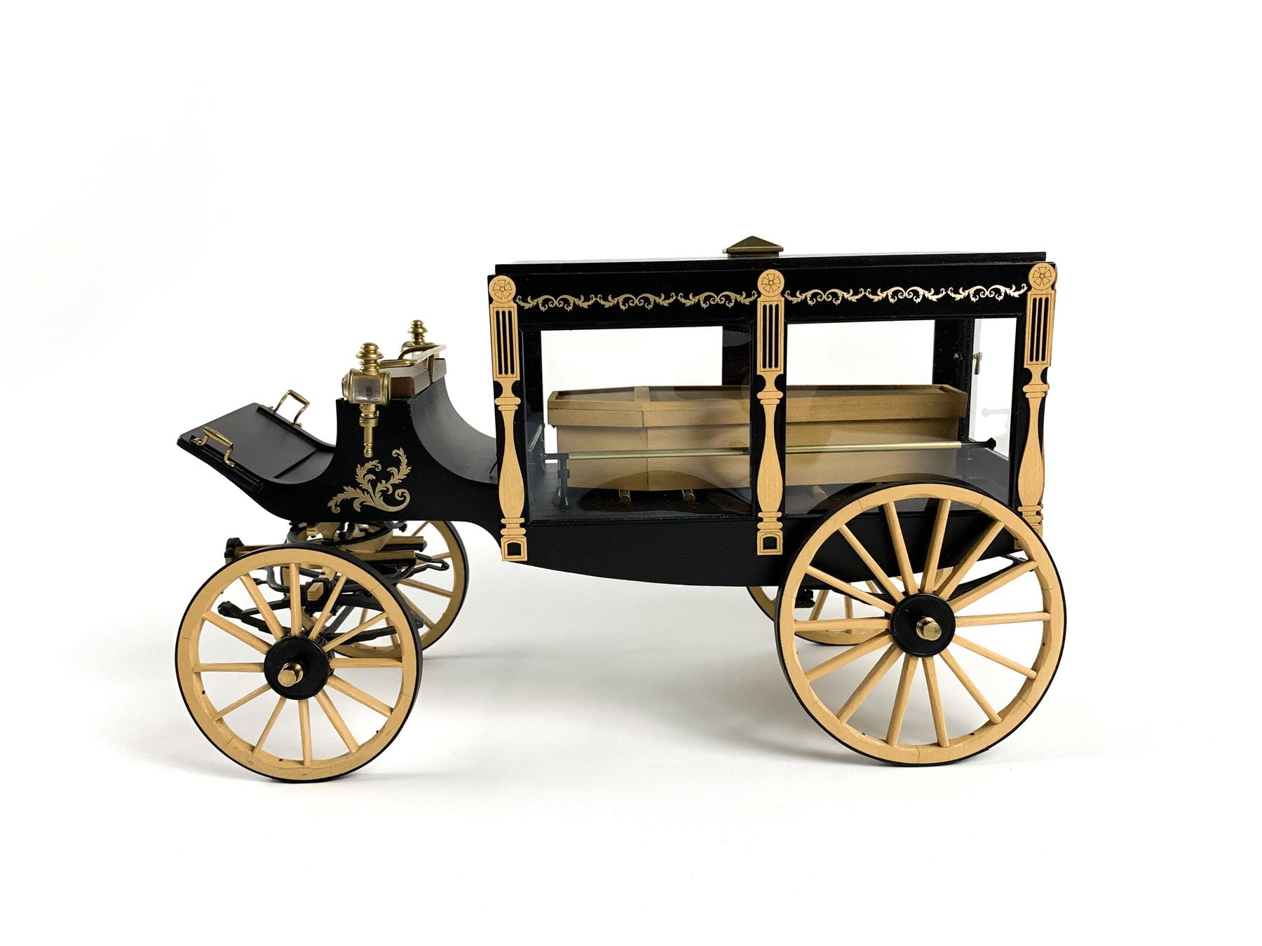 Model Trailways 1895 Horse-Drawn Hearse Wagon Wood & Metal Model Kit 1: ...