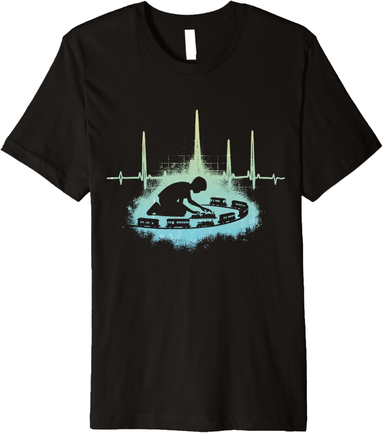 Model Train ECG Heartbeat Heartline Miniature Building Premium T-Shirt ...