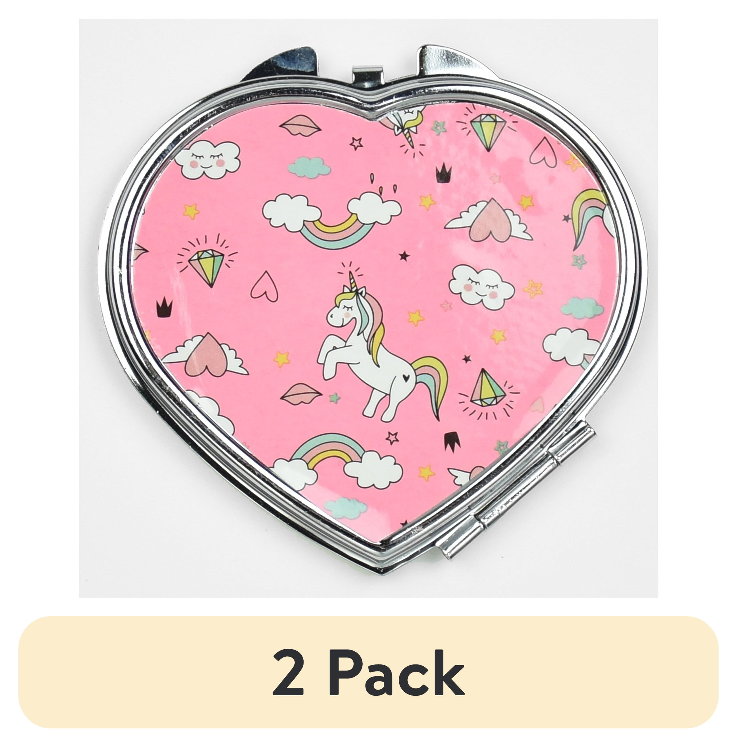 (2 pack) Modella Travel Mini Compact Duo Mirror, Heart Shaped, Unicorn ...