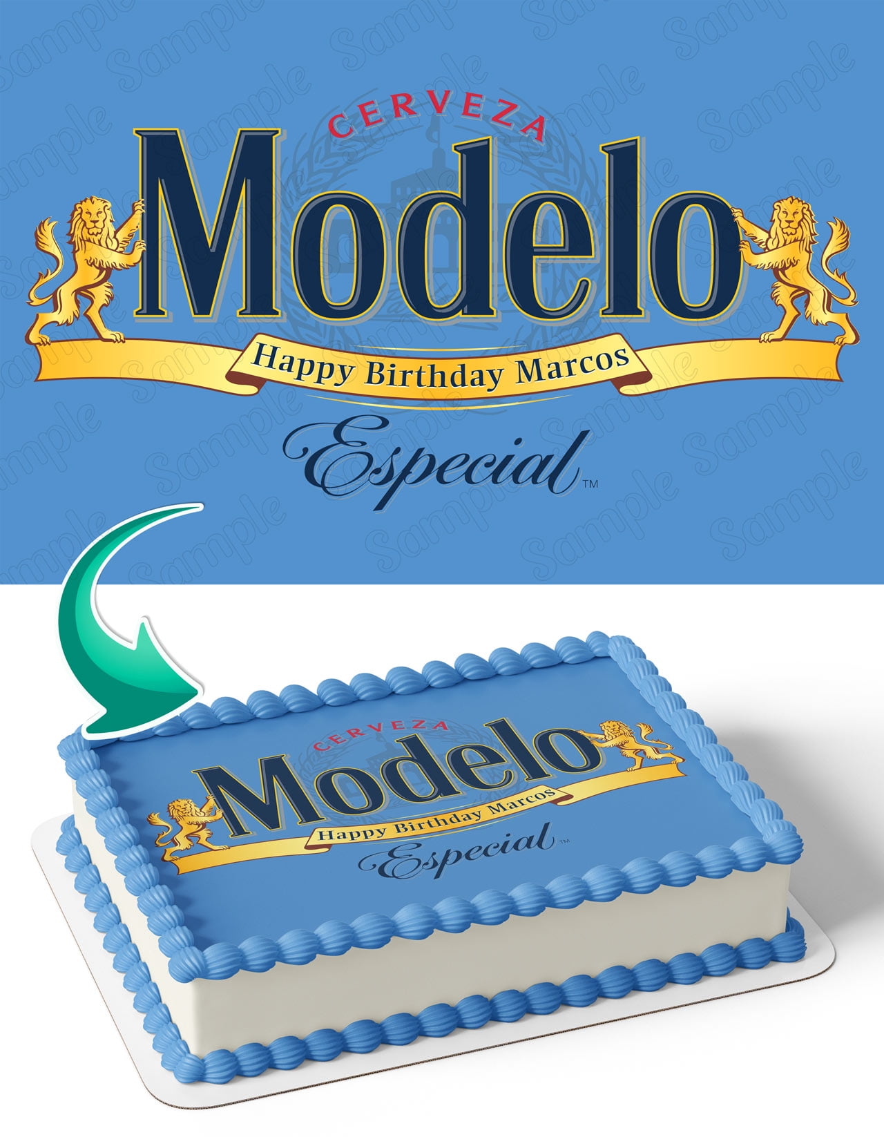 Modelo Beer Blue Edible Cake Image Topper Birthday Cake Picture Photo ...