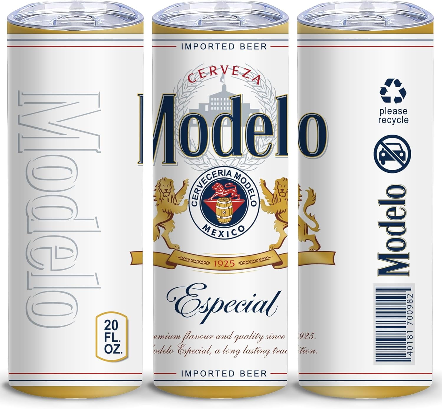 Modelo Beer Inspired Insulated Skinny Tumblers Cup Coffee Mug with Lid ...