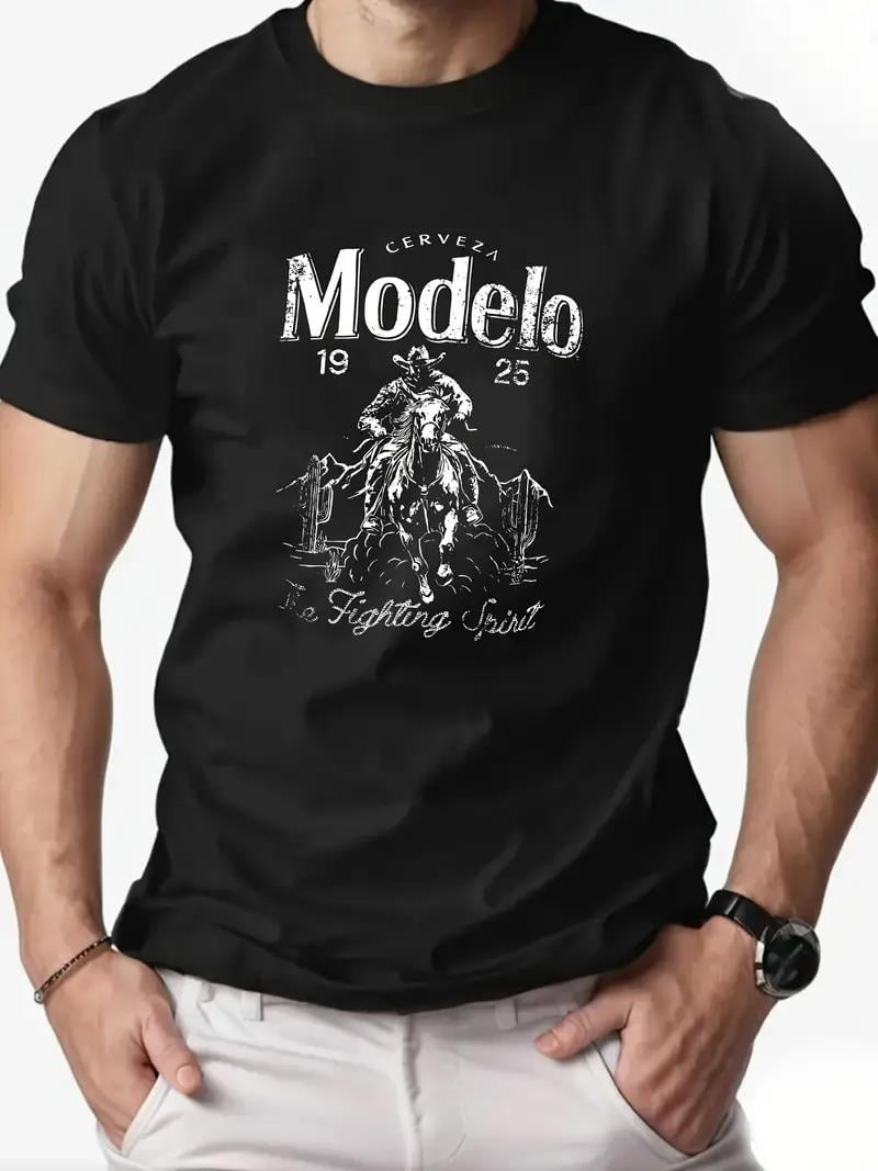 Modelo Cerveza Cowboy Drinking T-Shirt Mexico US Beer Drinking Graphic Tees Aesthetic men women ...