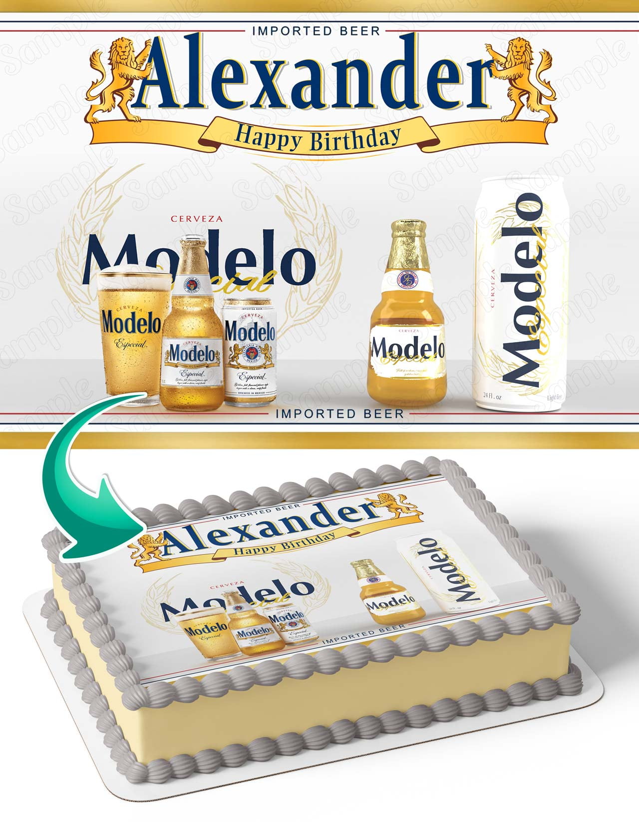 Modelo Especial Beer MP Edible Cake Image Topper Birthday Cake Banner 1 ...
