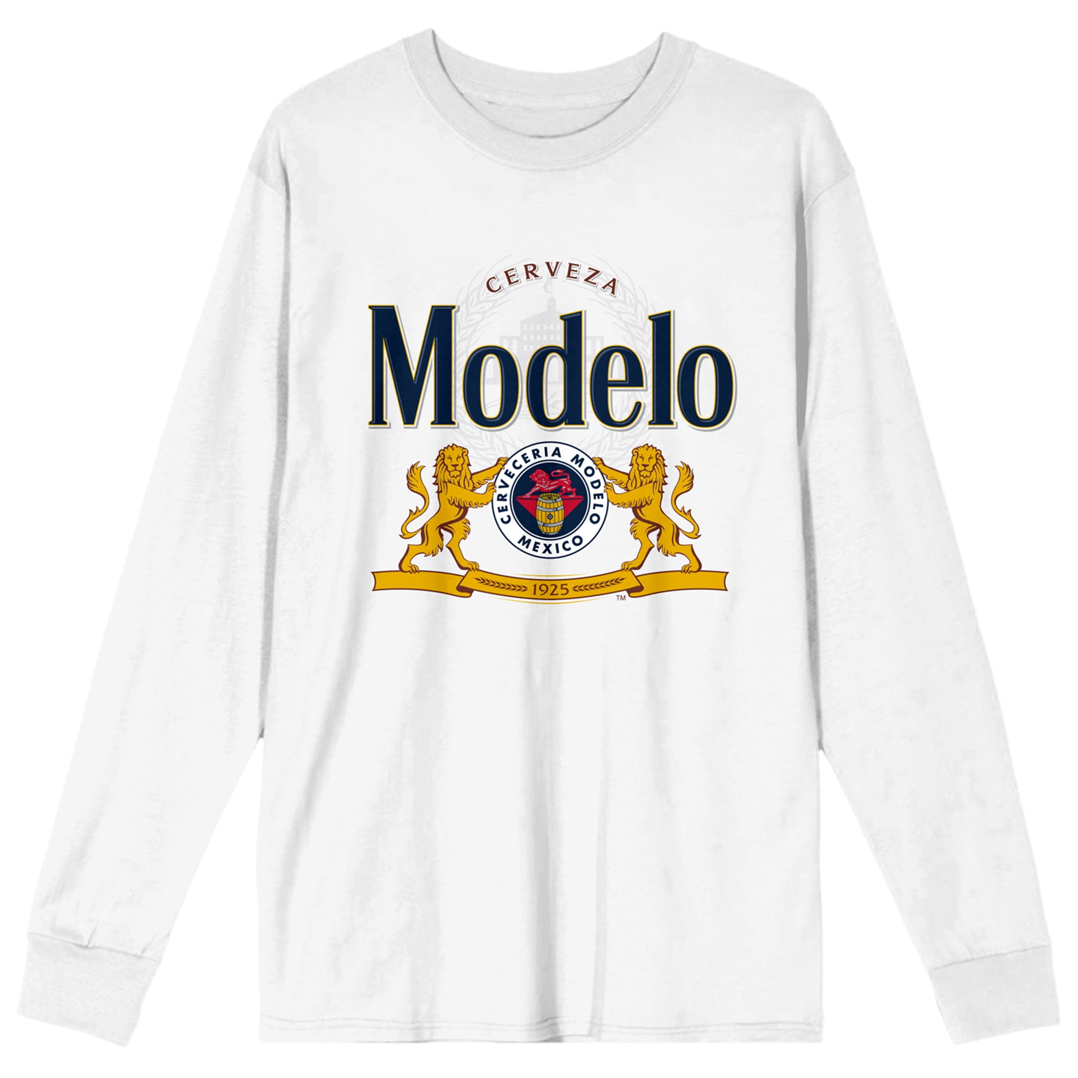 Modelo Logo Crew Neck Long Sleeve White Adult Tee-XXL - Walmart ...