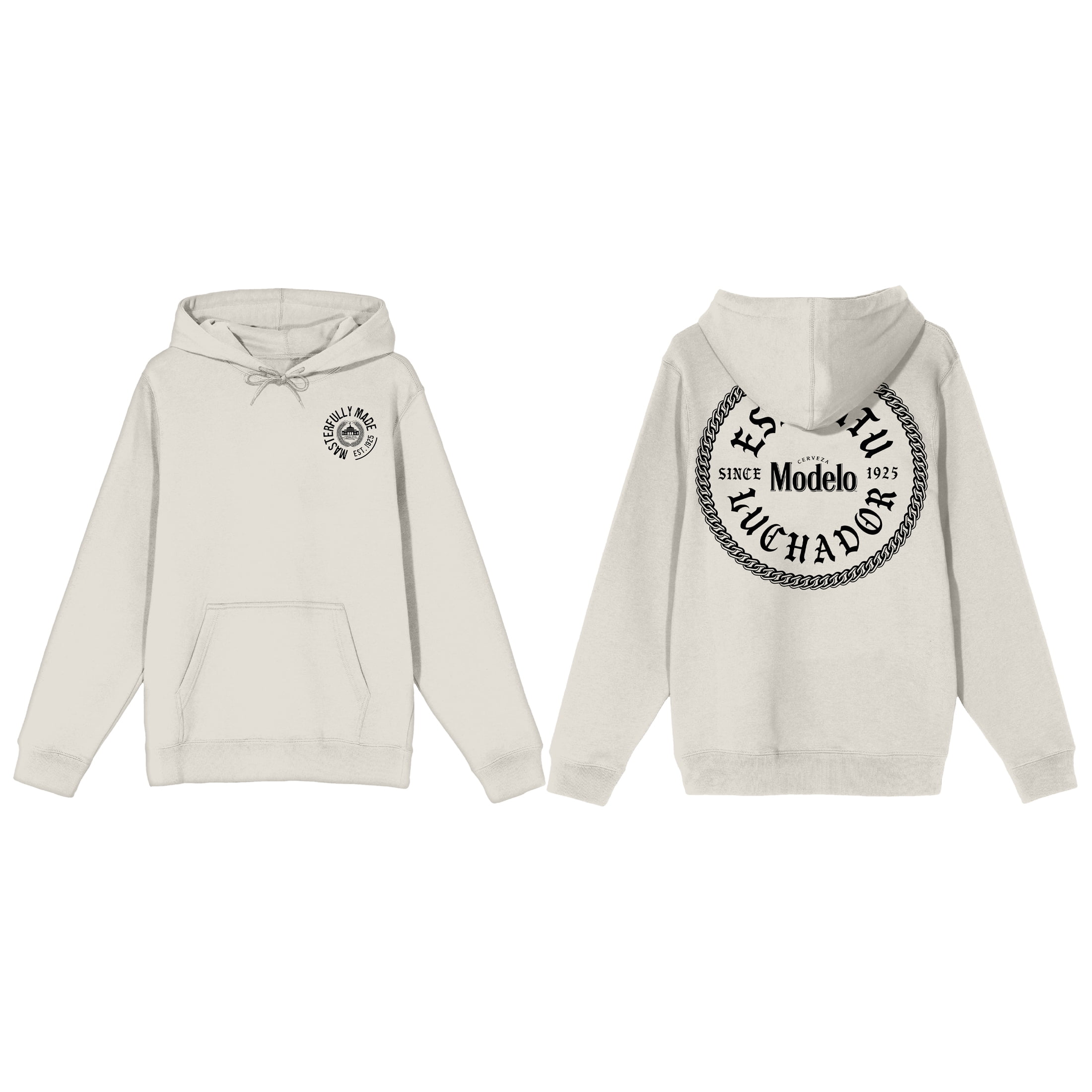 Modelo Masterfully Made Pablo Dier Logo Long Sleeve Sand Adult Hooded ...