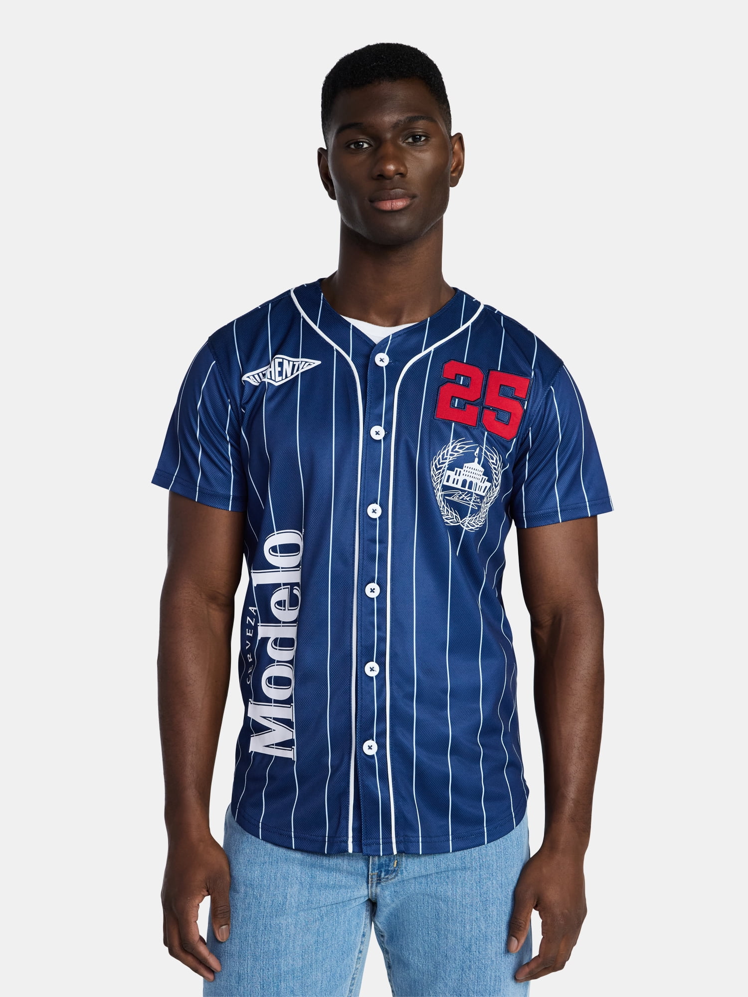 Modelo Men's and Big Men's Front Back Graphic Button Up Baseball Jersey ...
