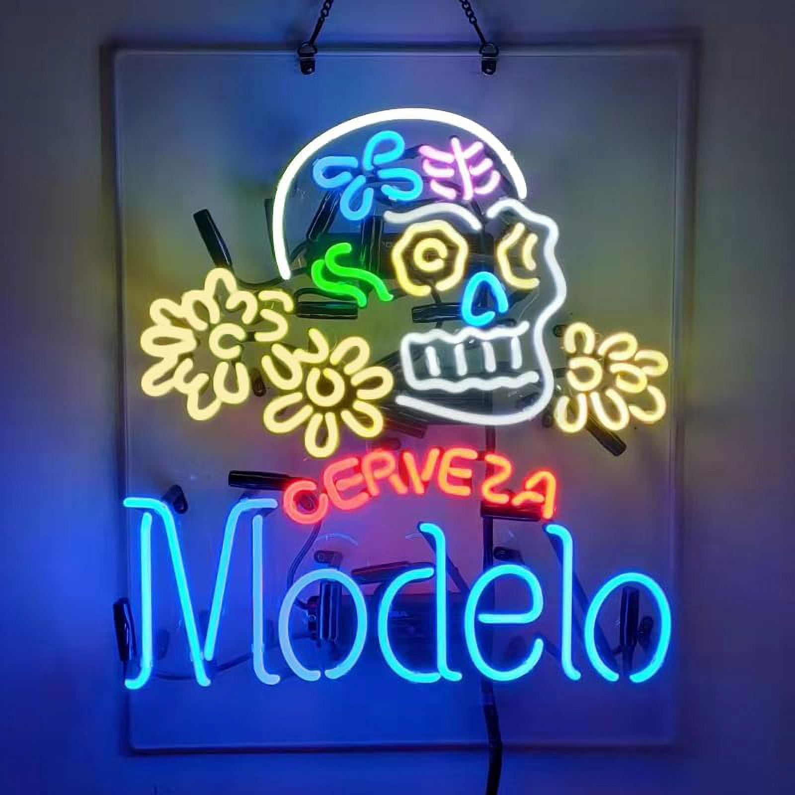 Modelo Neon Sign Handmade Real Glass Beer Neon Signs For Home Bar Man ...