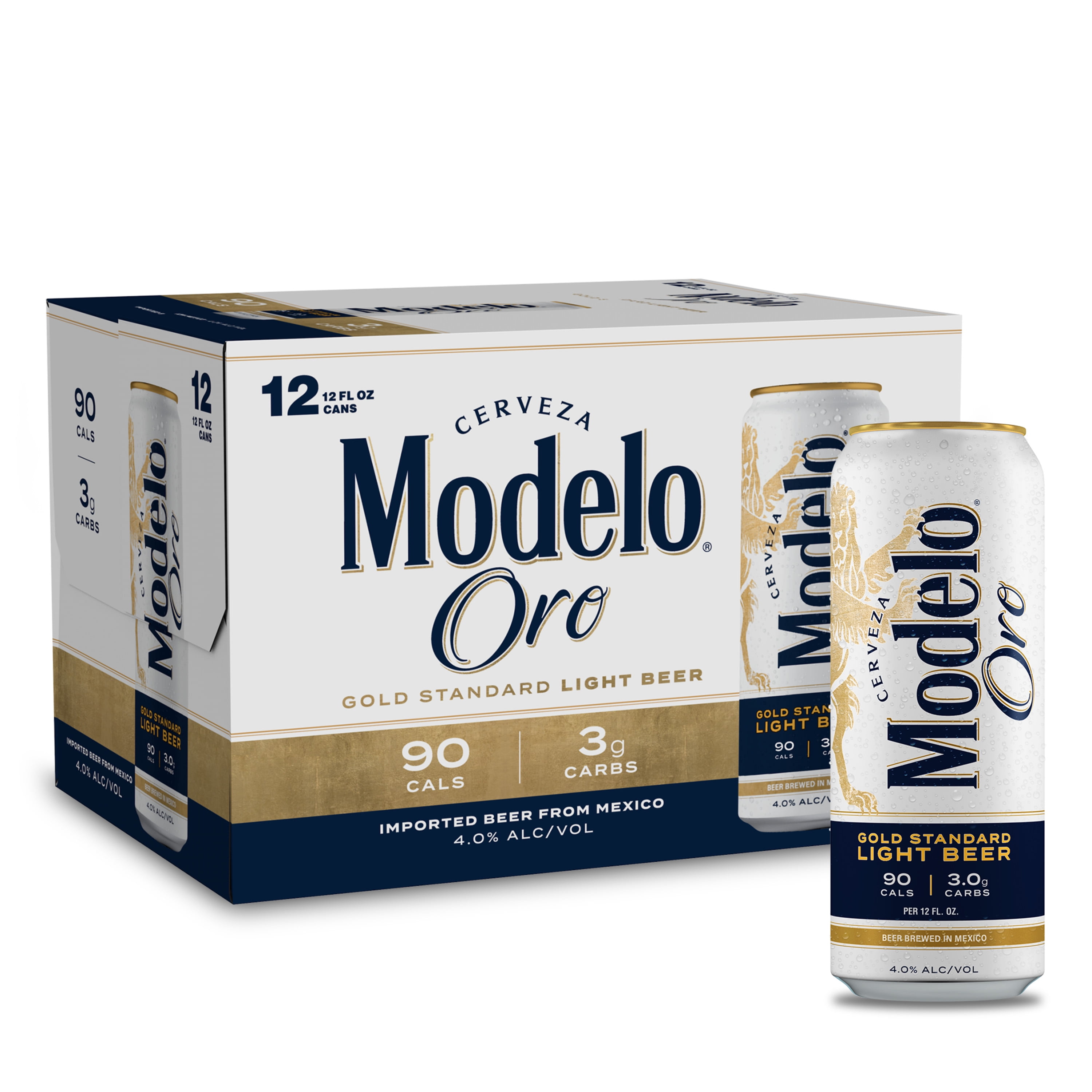 Modelo Oro Mexican Lager Light Import Beer, 12 Pack Beer, 12 fl oz Cans ...