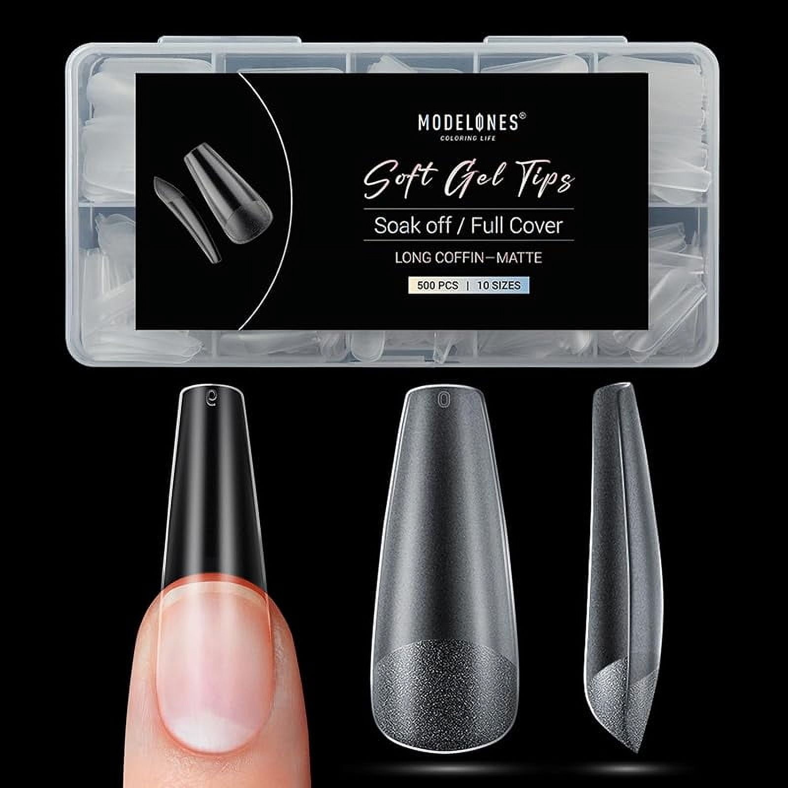 Modelones Almond Fake Nail Tips -500Pcs Medium Soft x Gel Nail Tips ...