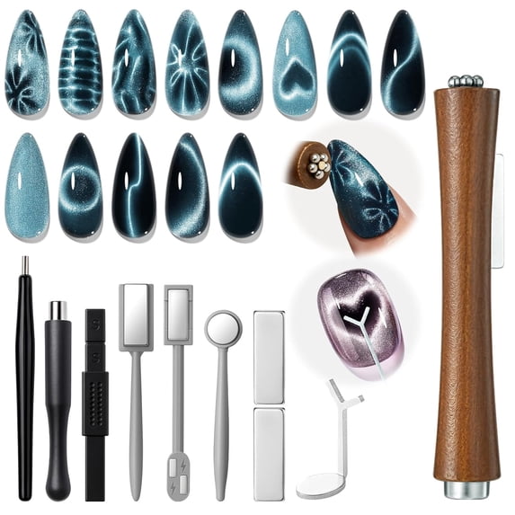 Modelones, Cat Eye Magnet Set for Nails, 10pcs, 3-in-1 Magnetic Pen ...