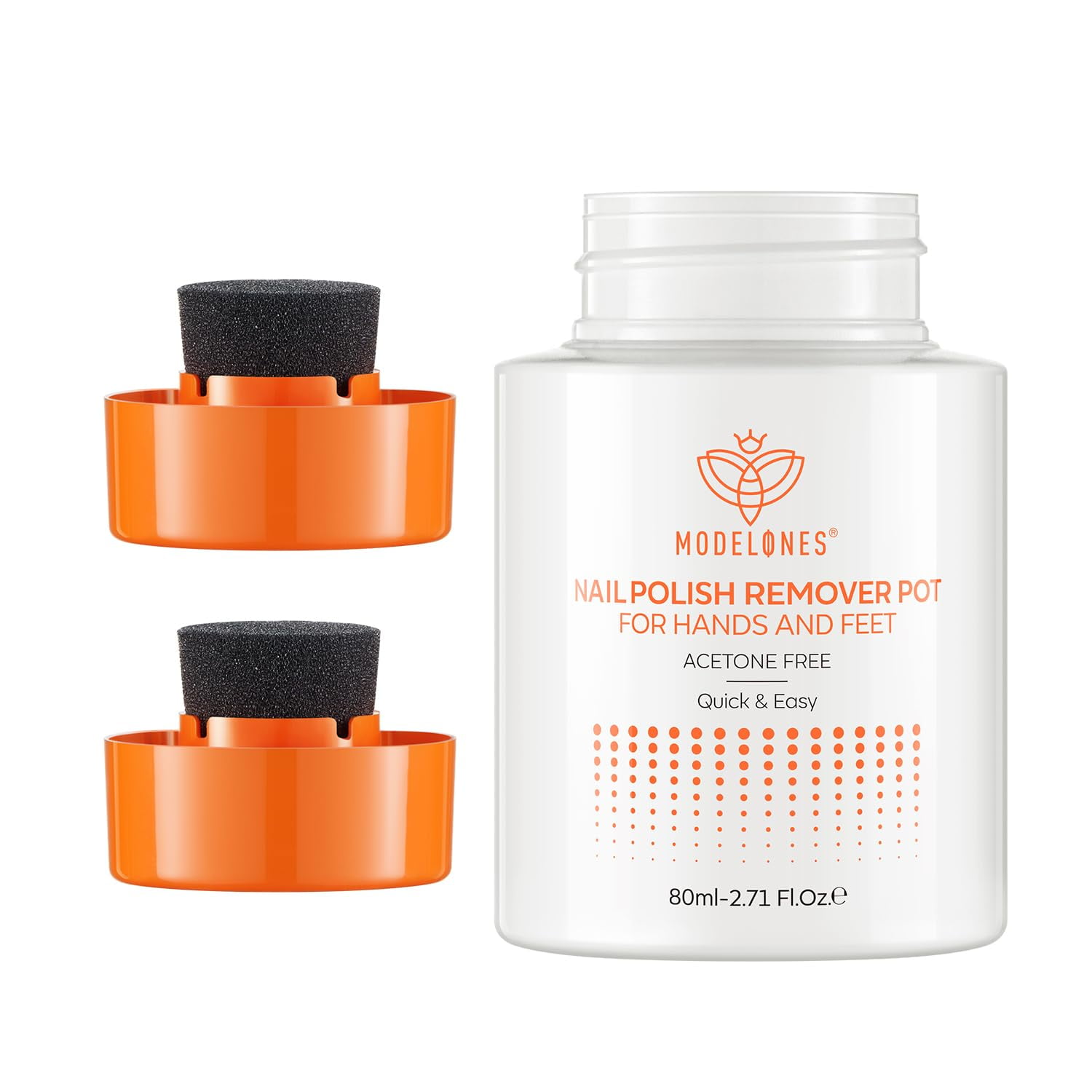 Modelones Non-Acetone Nail Polish Remover Pot, 80ml, Sponge-Top Lid ...