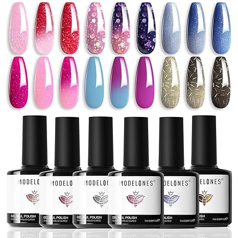 MODELONES Mood Gel Nail Polish Set Temperature Color Changing Gel ...