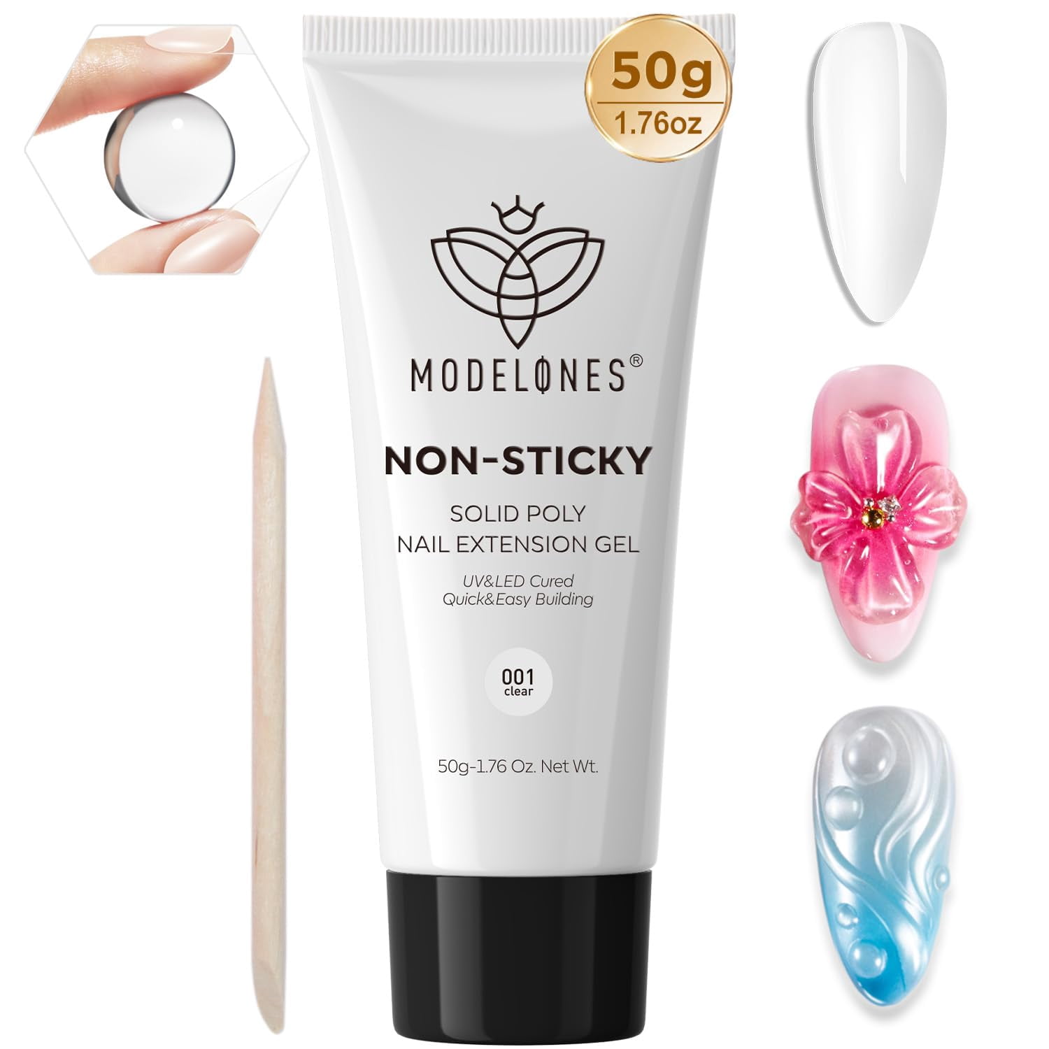 modelones Solid Builder Gel for Nails, Clear Poly Hard Gel Extension ...