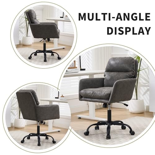 Modem Faux Leather Home Office Desk Chair with Vintage Design ...