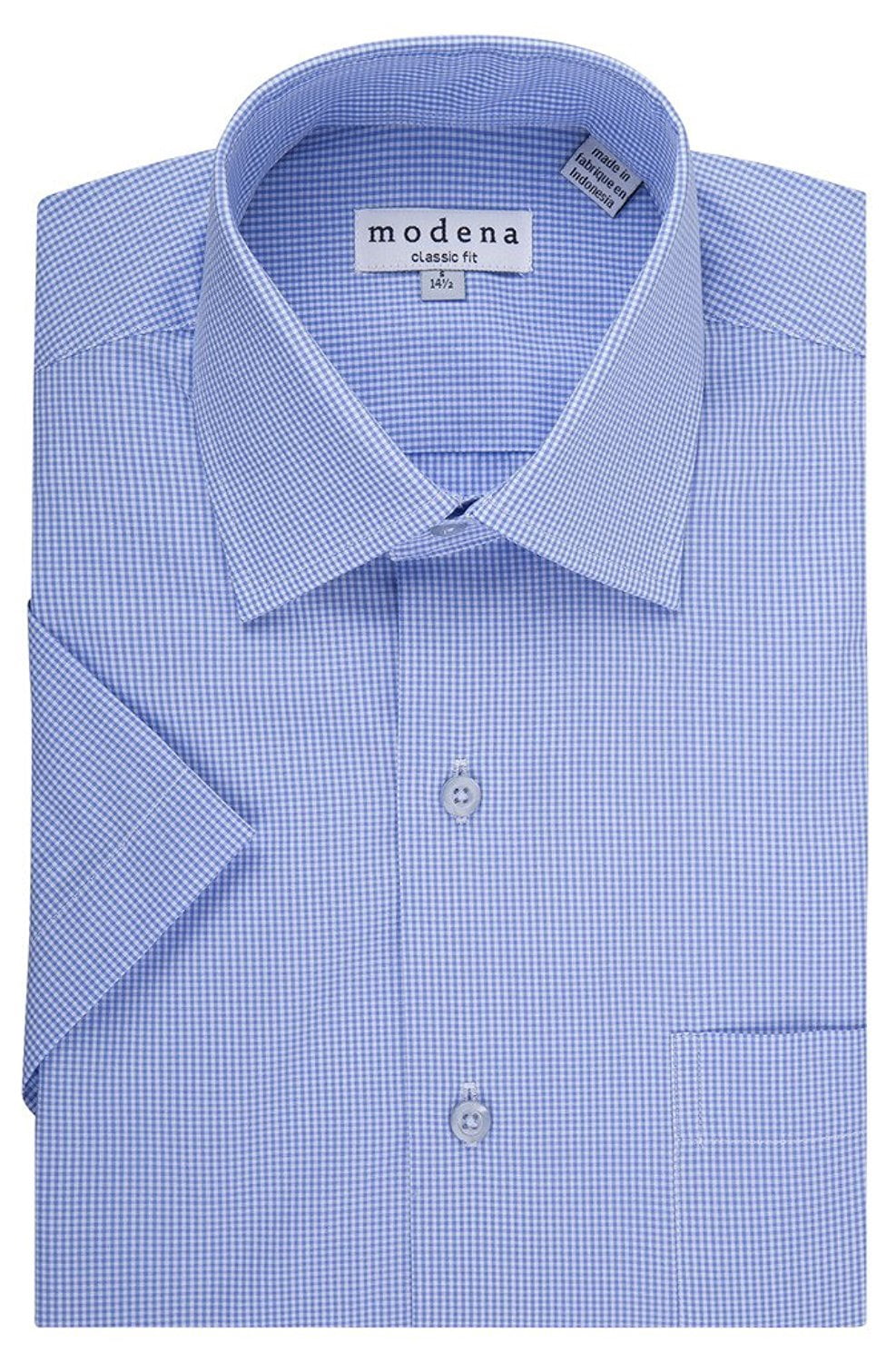 Modena Men's M231DDSS Classic Fit Short Sleeve Gingham Dress Shirt ...