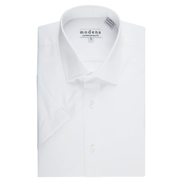 Modena Men's M300LDSS Slim Fit Short Sleeve Cotton Blend Solid Dress ...